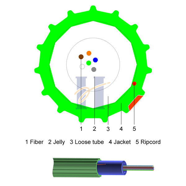 Fiber To The Home Natural HDPE 6 Core Optic FTTH Fiber Cable G.657.A1